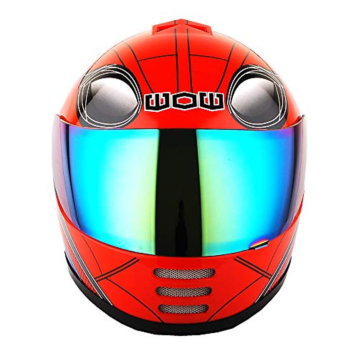 WOW Motorcycle Full Face Helmet Street Bike BMX MX Youth Kids Spider Red