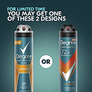 Degree Men Advanced Antiperspirant Deodorant Dry Spray Adventure 72-Hour Sweat and Odor Protection Deodorant For Men With MotionSense Technology, 3.8 Ounce (Pack of 3)