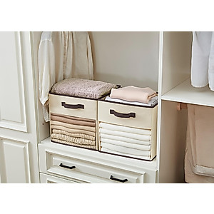 DECOMOMO Cube Storage Bins, 11 Inch Cube Storage Bin with Clear Window, Fabric Storage Bin for Clothes Toy Linen Closet Organizers and Storage (11" / 6pcs, Beige)