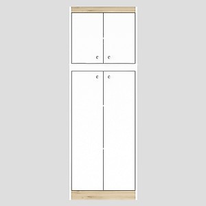 Inval Galley Kitchen 4-Door Storage Cabinet, White & Vienes Oak