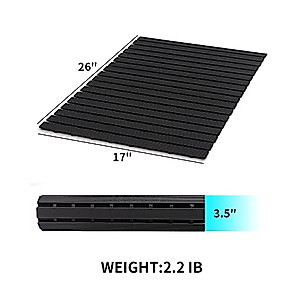 Shower-Mat Non Slip, PADOOR Heavy Duty Bathtub-Mat Curlable Quick Drain Sturdy Bath Tub Mat Without Suction Cups for Indoor Outdoor Use 17x26 Inch Black