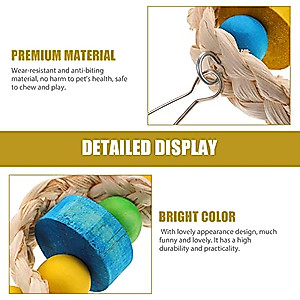 LUOZZY 4 Pcs Hanging Bird Toy Parrot Biting Toy Safety Wood Parrot Toy Wooden Teething Toy Bird Cage Hanging Toy