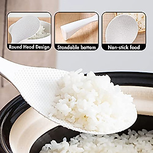 2 Pcs Plastic Rice Paddle,Non Stick Standing Rice Spoon Scooper Spatula,Heat Resistant Rice Cooker Spoon (White)