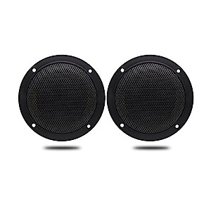 Herdio 4 Inches Waterproof Marine Ceiling Flush Wall Mount Speakers with 160 Watts Power, Handling for Kitchen Bathroom Boat Car Motorcycle Cloth Surround and Low Profile Design - 1 Pair (Black)