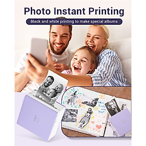 Phomemo Pocket Printer - M02 Mini Bluetooth Wireless Sticker Printer, Compatible with iOS & Android, Thermal Mobile Printer for Fun, memo, to-do List, Work Notes, DIY Journal, Purple
