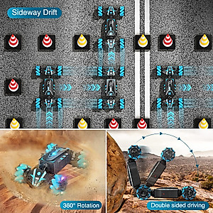 Axirata Remote Control Car Hand Controlled Gesture RC Stunt Car with Spray & Lights & Music for Kids 6-13 Year Old, 4WD 2.4GHz Off-Road 360° Rotation Toy Car Gift for Boys Girls