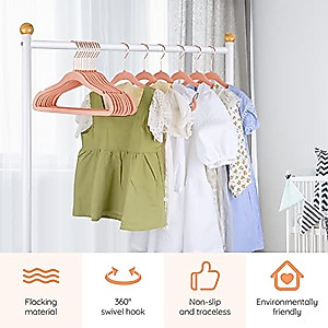 IEOKE Baby Velvet Hangers,50 Pack Children Clothes Hangers Ultra Thin Non Slip Clothes Racks with 6 Pcs Kids Clothing Dividers