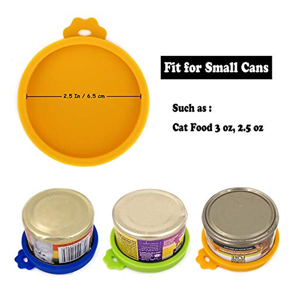 COMTIM 3 Pack Cat Food Can Lids, Silicone Small Pet Food Can Lids Covers for 3 oz Cat Food Cans