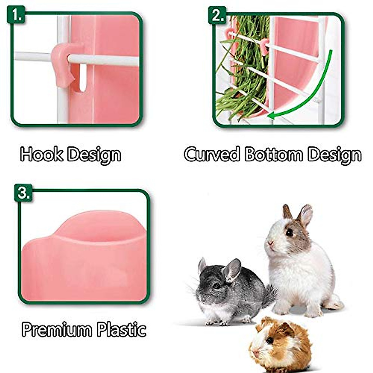 Small Animals Food Feeder, Rabbit Hay Feeder, Guinea Pig Hay Rack Rabbit Hay Manger Rodent Food Scoop Chinchilla Shelf Cage Accessories