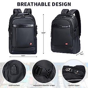 Gaokoixd Laptop Backpack 17 Inch Large Travel Backpack for Men Women Waterproof Computer Backpack Work Business College Backpack Bookbag TSA Friendly Carry on Backpack with USB Port, Black