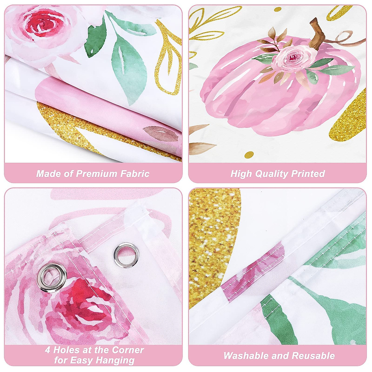 Vansolinne Pink Pumpkin First Birthday Decorations for Girls Our Little Pumpkin is Turning One Backdrop Banner and Balloon Garland Arch Kit 1st Birthday Party Supplies Background Photoshoot Props