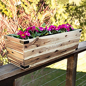 Thirteen Chefs Villa Acacia Wooden Planter Box - 31 Inch Rectangular Wood Planter for Garden, Patio, Window, Home Decor - Acacia Wood Plant Stand for Indoor or Outdoor Gardening