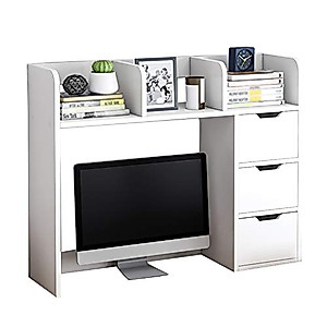 2-Layer Bookshelf Magazine Rack Cabinet Partition Divide-Grid Stratification Shelf Storage Rack Desktop Office Desk Home Dormitory MUMUJIN (Color : White, Size : 103X17X80CM)