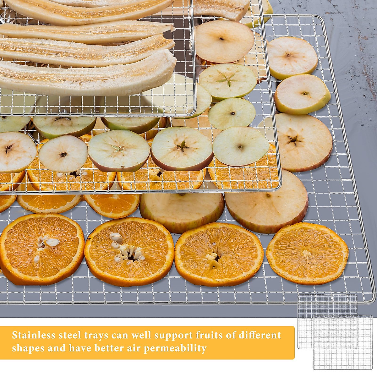 13 x 12 Inches Dehydrator Trays Compatible with CP267-FD Only Stainless Steel Dehydrator Drying Mesh Screens Stainless Steel Tray for Dehydrator Drying Fruit Food(4 Pcs)