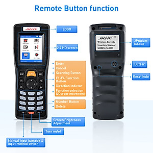 JRHC Wireless Barcode Scanner, 2D Barcode Scanner Inventory 1D & PDF417 Data Collector Portable Data Terminal Inventory Device with 2.4G Wireless & USB Wired Connection Qr Code Scanner