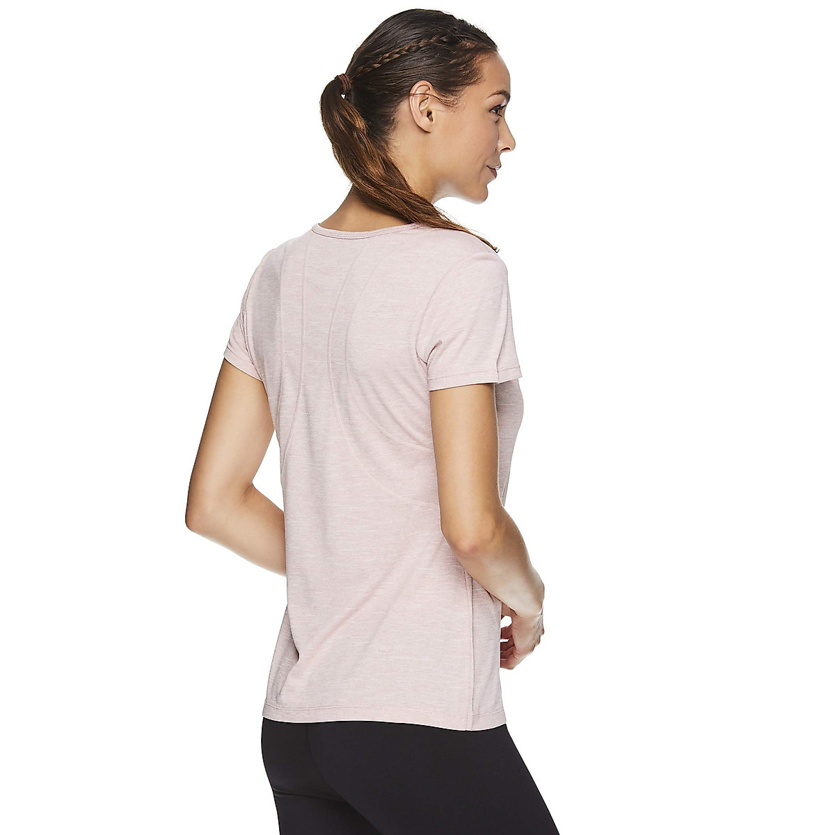 Reebok Womens Varigated Heathered Basic T-Shirt, Pink, Medium