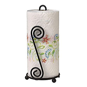 Spectrum Diversified Scroll Paper Towel Holder for Kitchen Countertop & Dining Room Table, Black