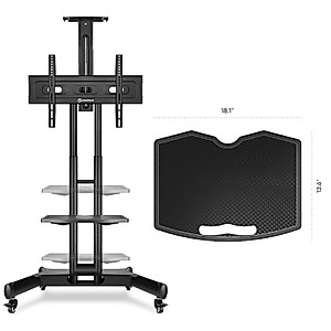 ONKRON Equipment Tray for Mobile TV Stand TV Cart TS1551/1552 Height Adjustable Shelf Black (APT1551)