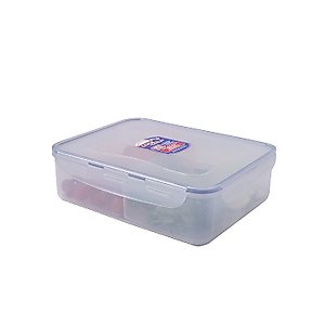 LOCK & LOCK Rectangular Food Container with Divider, Short, 16.2-Cup, 131-Fluid Ounces