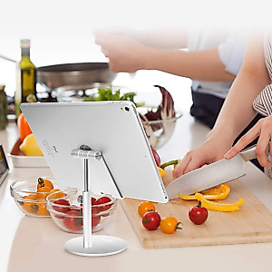 AICase Telescopic Adjustable iPad Holder,Universal Multi Angle Aluminum Stand Compatible with iPhone Smart Cell Phone/Tablet/iPad(4-13 inch), Silver