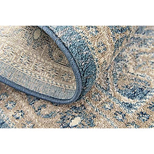 Unique Loom Salzburg Collection Classic Traditional Medallion Design Oriental Inspired with Intricate Border Area Rug, 4 ft, Navy Blue/Light Brown