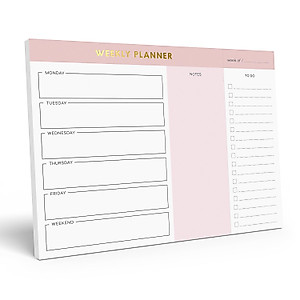 Sweetzer & Orange Weekly To Do List Pad. Pink Gold Weekly Planner Notepad with Daily Planner Agenda Squares. 7x10” Day Planner 2024 2025 - Student Planner, Work Planner and Checklist Note Pad.