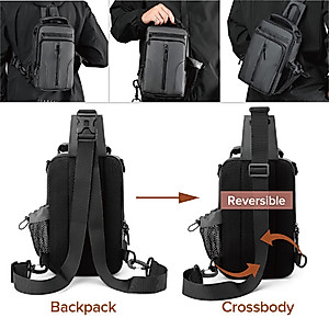 MAYMOONER Crossbody Sling Backpack Shoulder Bag for Men Women, Lightweight One Strap Motorcycle Messenger Bag Daypack for Cycling Hiking Walking Outdoor Sports Travel with USB Charger Port Grey