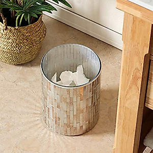 KMwares Decorative Wastebasket/Trash Can/Garbage Can for Home Accent, Kitchen, Bathroom Accessories, Office Decoration - Mosaic Glass
