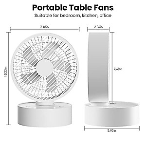 XONHUALX Desk Fan with LED Lights, 7.5-Inch Auto Oscillating Table Fan with 3 Wind Speed USB Powered, Quiet Portable Desktop Fan for Bedroom, Office, Living Room