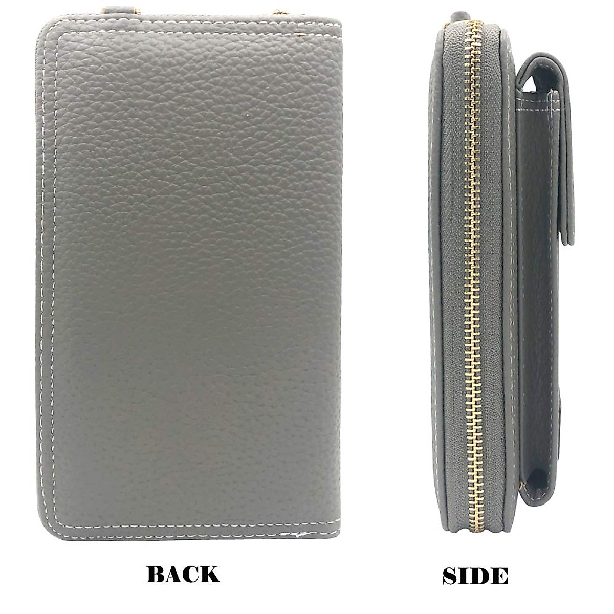 FFpaw Small Cellphone Shoulder Bag Lightweight Leather Crossbody Phone Purse RFID Blocking Card Holder Wallet Handbag for Women(Gray)