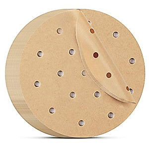 Beasea Air Fryer Parchment Paper, 200pcs 7 Inch Unbleached Air Fryer Disposable Paper Liners Filter Paper Perforated Parchment Paper Bamboo Steamer Papers for Air Fryer and Steaming Basket