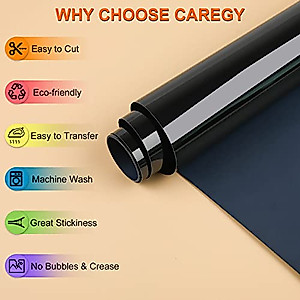 CAREGY Iron on Vinyl Heat Transfer Vinyl Roll HTV (12''x9',Black)