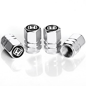 Car Wheel Tire Valve Stem Caps with Genuine Leather Keychain Compatiable with Honda CR-V CRV Pilot EX EX-L Travel Car Logo Keychains car Accessories