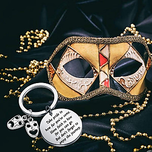 FUSTMW Drama Keychain Theater Gift Comedy Tragedy Masks Keychain Drama Graduation Gifts for Drama Students Actor Actress Gift