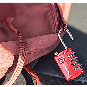 Wordlock LL-206-RD TSA Approved Combination Luggage Lock – 4 Dial, Red, Normal