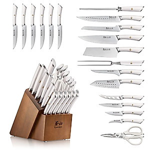 Cangshan ELBERT Series German Steel Forged Knife Block Sets (20-Piece, White)