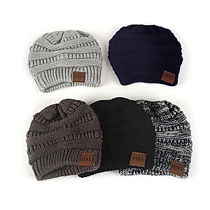 DYKL Packs Kids Baby Winter Warm Knit Hats for Boys Girls Soft Infant Baby Toddler Beanies for Boys Girls