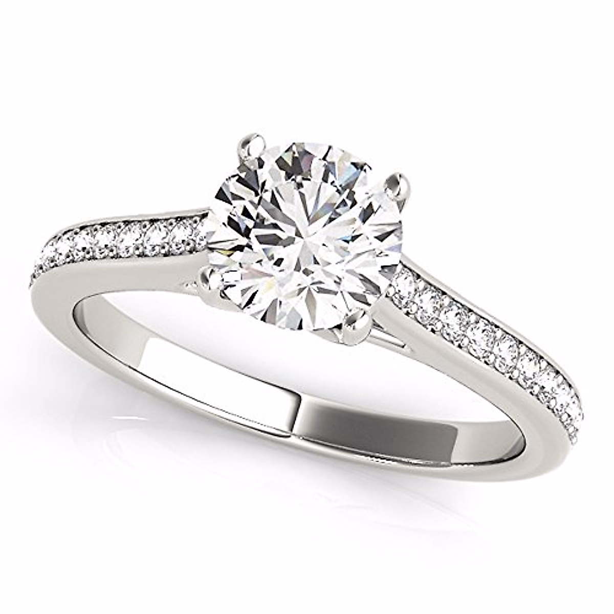 JewelMore 1/2ctw Diamond Engagement Ring in 10k White Gold (white-gold, 8)