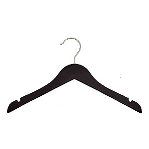 NAHANCO 20212 Flat Wood Top Hanger, 12", Low Gloss Black (Pack of 100)