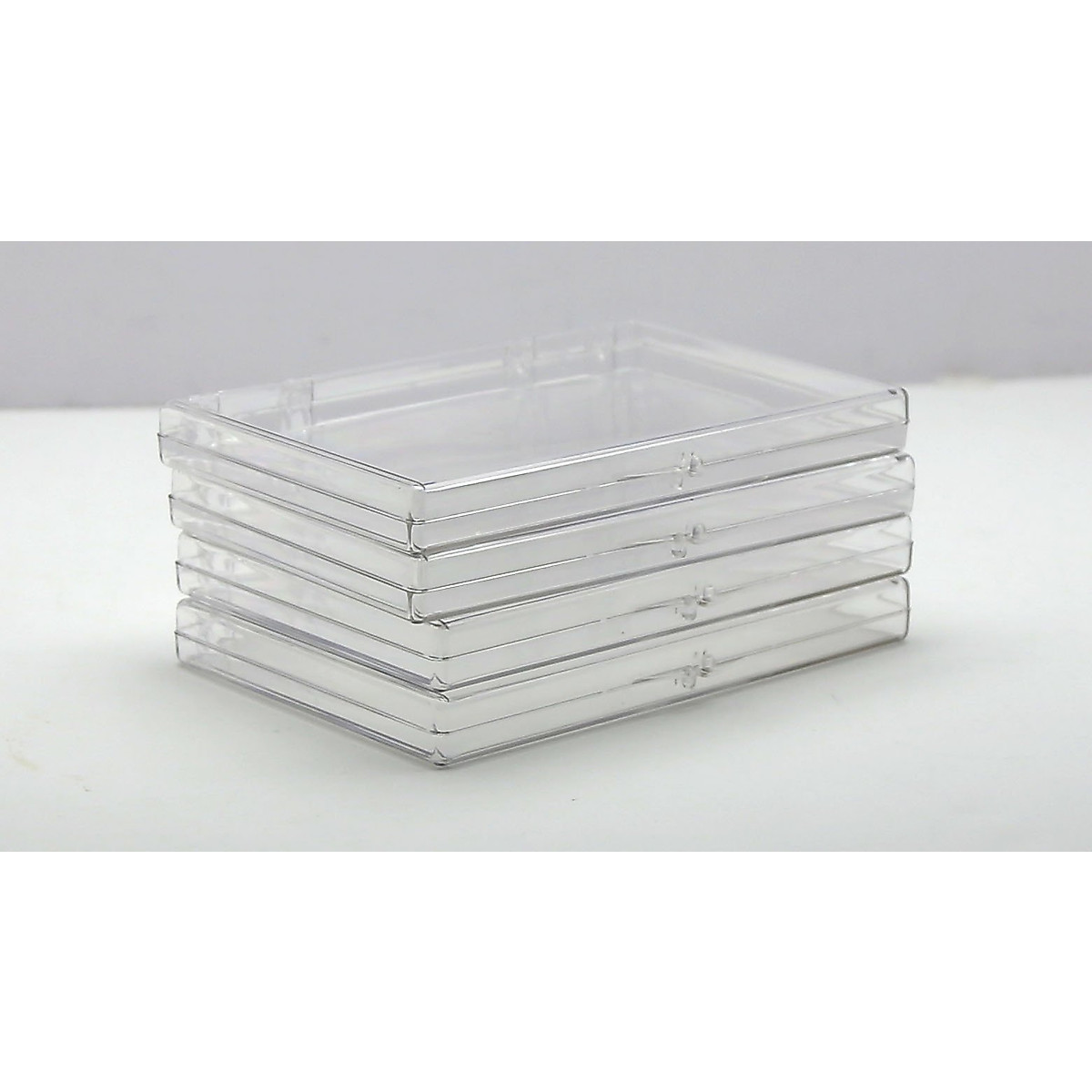 Clear Hinged Plastic Box 6" L x 4" W x 1/2" H - 4 Pieces Per Pack