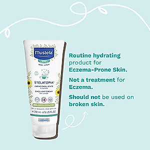 Mustela Stelatopia Eczema-Prone Skin Emollient Baby Cream - Moisturizing Body Lotion with Natural Avocado & Sunflower Oil - Fragrance-Free - 6.76 fl. oz.