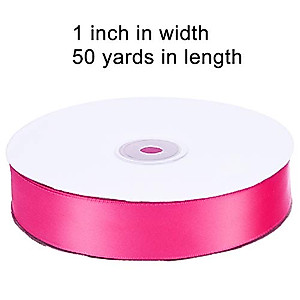 Livder Double Face Satin Ribbon Roll, 1 inch Wide 50 Yard Length (Hot Pink)
