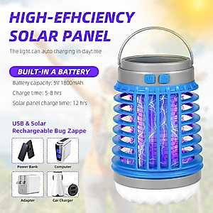 2Pack Solar Bug Zapper Light Bulb 3 in 1 Mosquitoes Killer USB Rechargeable Camping Light Flashlight,IPX6 Waterproof Portable Light Bulb Zapper Outdoor for Travel Hiking,Doorway,Corridor,Balcony,Patio