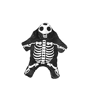 Spooktacular Creations Pet Dog Plush Skeleton Hoodie Costume for Halloween Dress Up Party, Pet Carnival, Outdoor Play (Small)