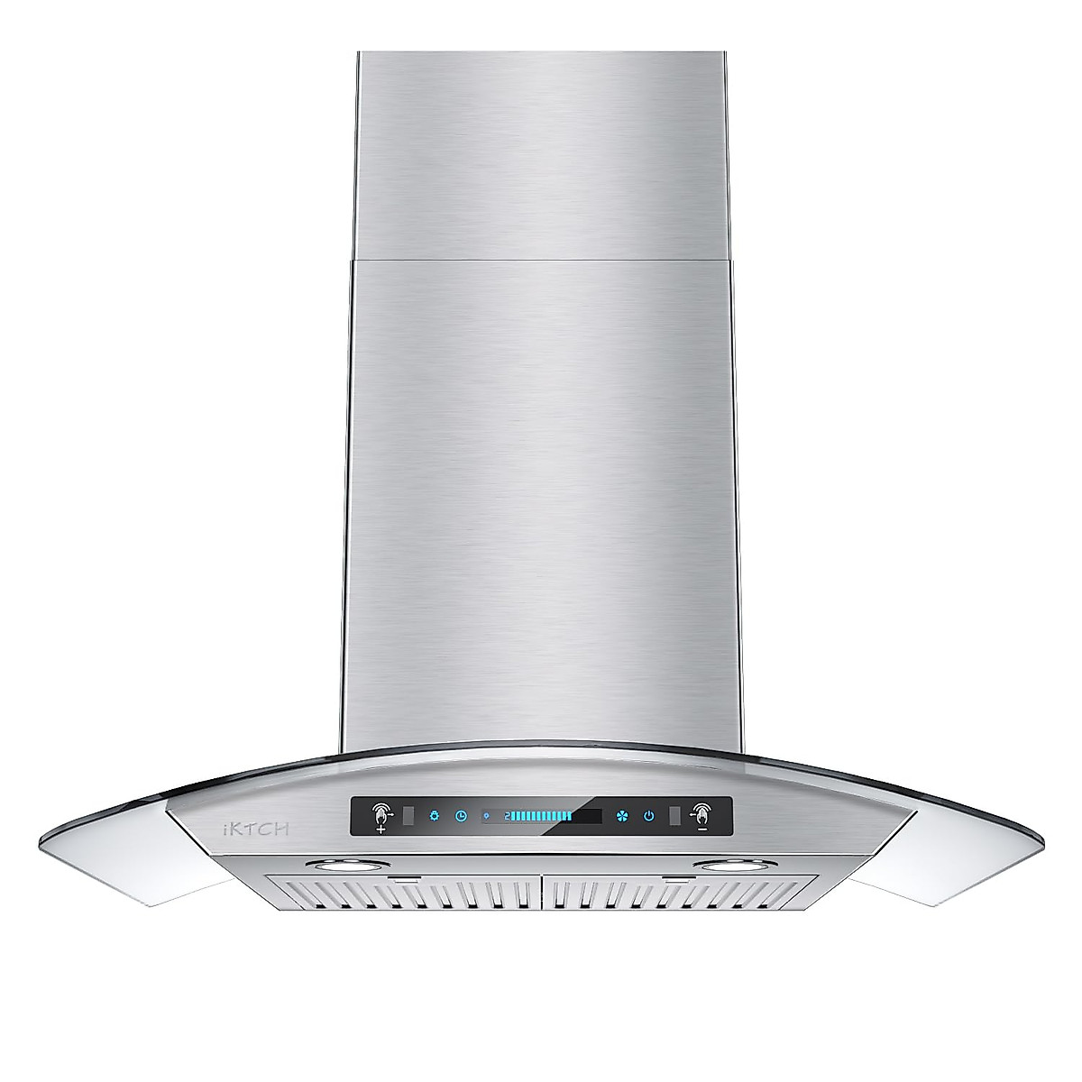 IKTCH 30-inch Wall Mount Range Hood Tempered Glass 900 CFM, Kitchen Chimney Vent Stainless Steel with Gesture Sensing & Touch Control Switch Panel, 2 Pcs Adjustable Lights(IKP03-30)