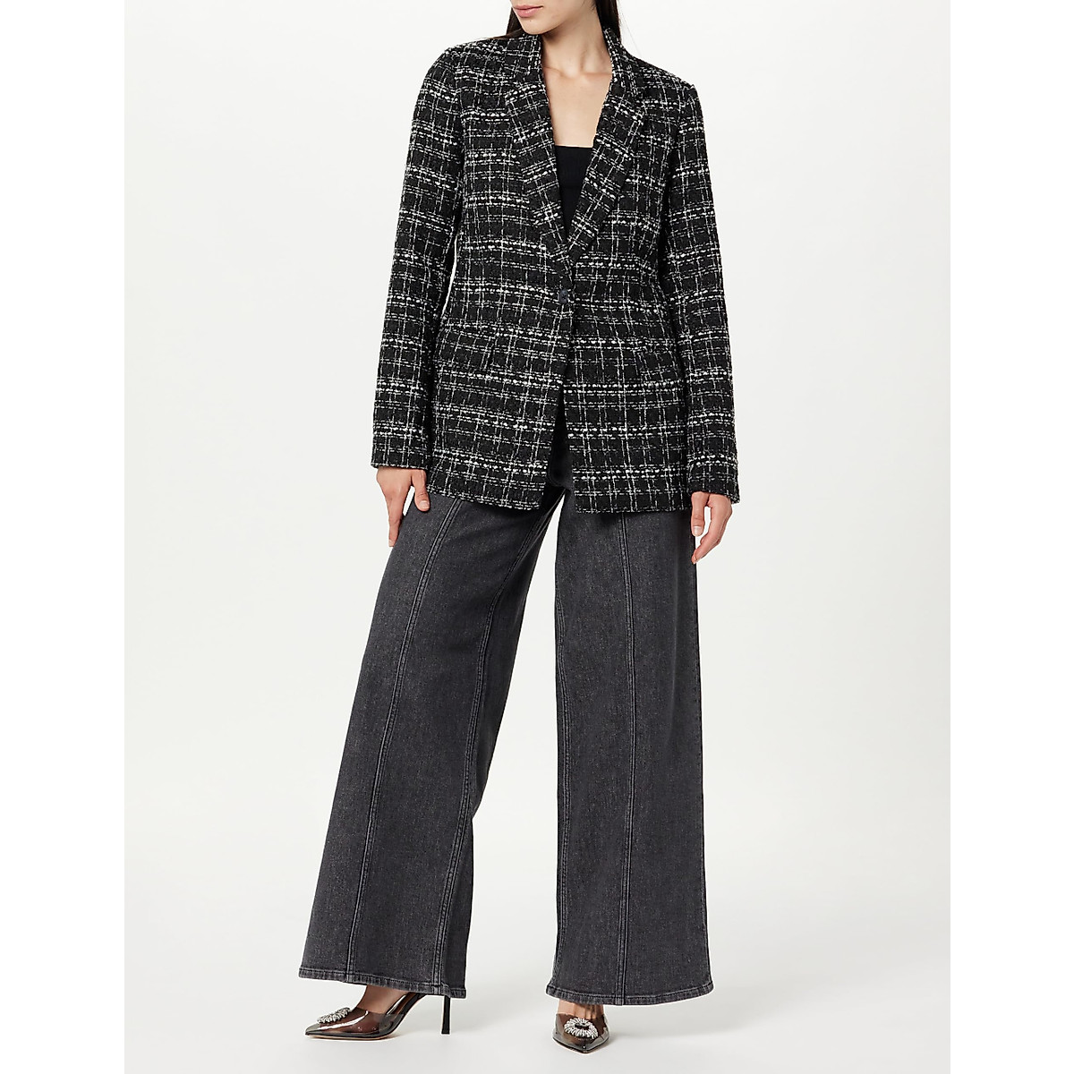 The Drop Women's Blake Long Blazer, Black Boucle, Small