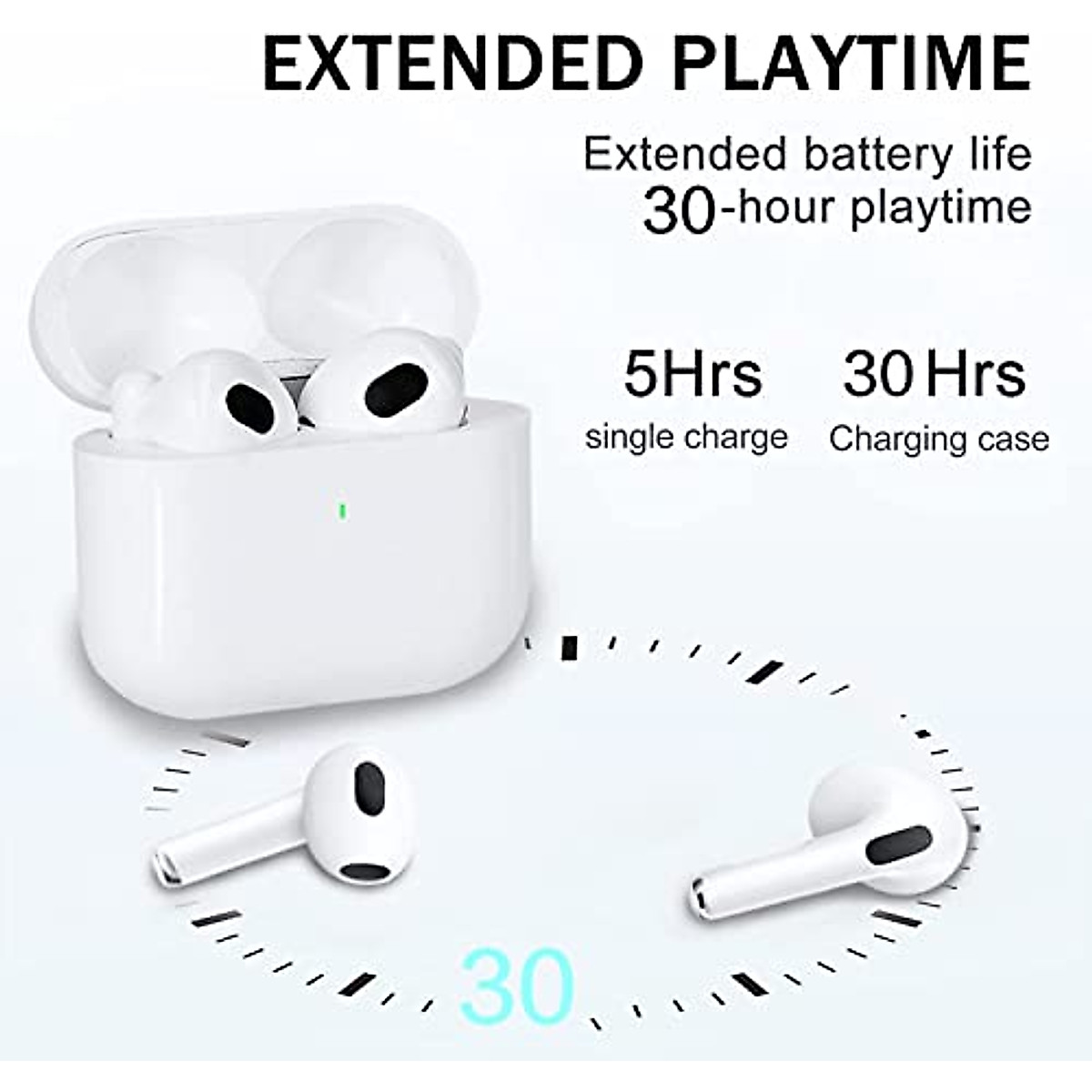 Wireless Earbuds, 30H Playtime AirProBluetooth Headphones with Wireless Charging Box, IPX7 Waterproof in-Ear Ear Buds, Clear Calls Built-in Microphone Stereo Touch Earphones, for iPhone Huawei Samsung