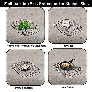 2Pack Sink Protector Grid 13"x16"and 11.2"x14.5", 304 Stainless Steel Sink Protectors for Kitchen Sink, Rust Resistant Metal Kitchen Sink Grid with 2Pack Sink Strainers (Rear Drain/4Pack)