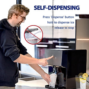 KBICE 2.0 Countertop Nugget Ice Maker with Soft Chewable Ice, 32lbs in 24Hrs, LED Touch Panel, Self-Cleaning Ice Maker with Automatic Dispensing