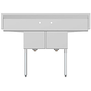 KoolMore 2 Compartment Stainless Steel NSF Commercial Kitchen Prep & Utility Sink with 2 Drainboards - Bowl Size 15" x 15" x 12", Silver,SB151512-15B3